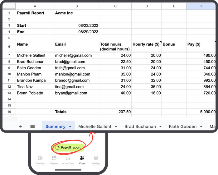 Time Squared Time Clock